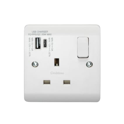 Crabtree Instinct - CR1304/USB 13A DP 1 Gang Switch Socket with LED and ...